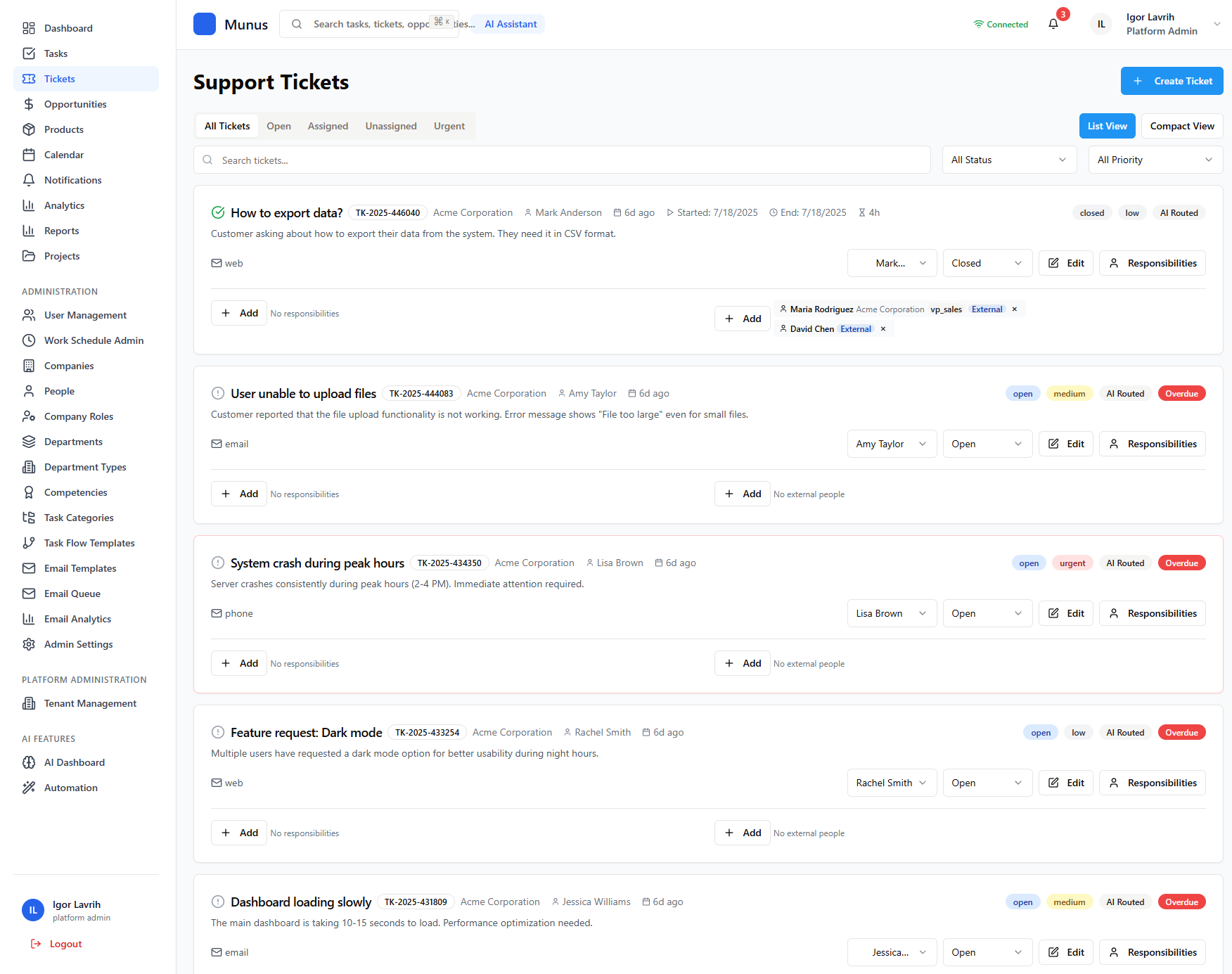 Munus - Enterprise Task, Ticket & Sales Management Platform | Multi ...